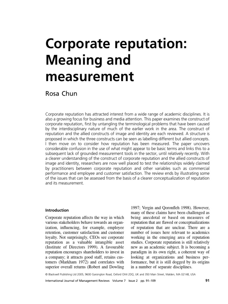 有量表高引Corporate reputation- Meaning and measurementCorporate reputation ...