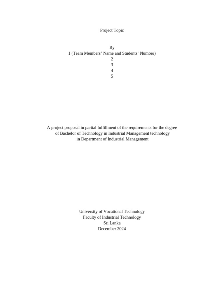 Industrial Management Project Proposal | PDF