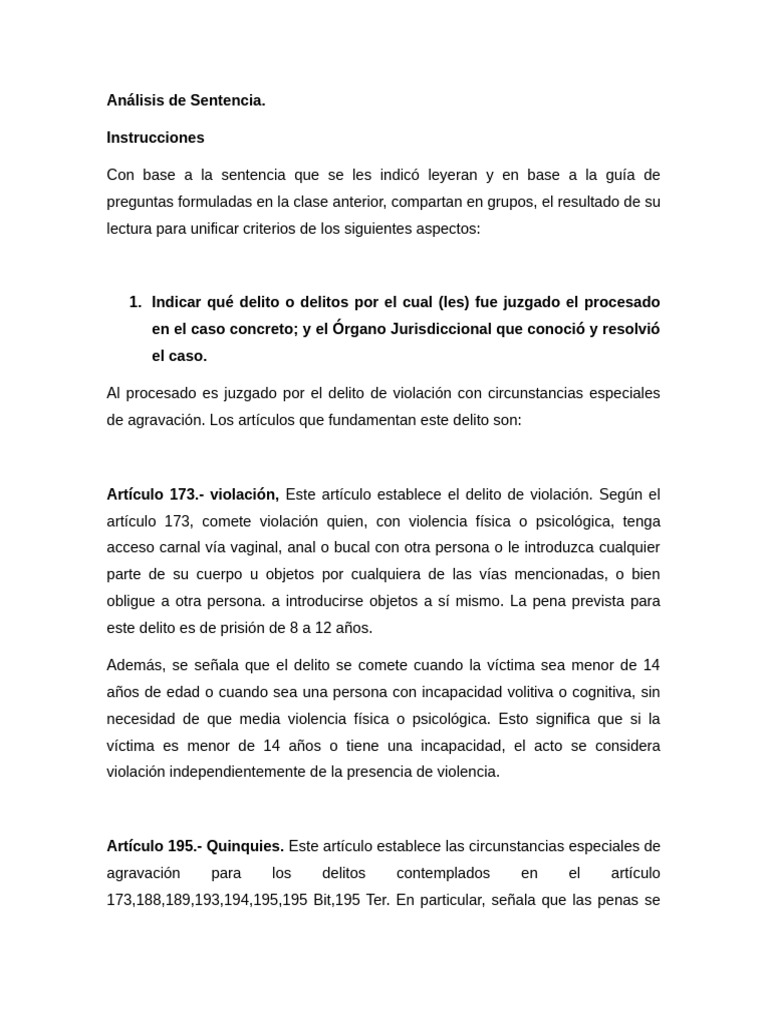Análisis de Sentencia | PDF | Violación | Castigos