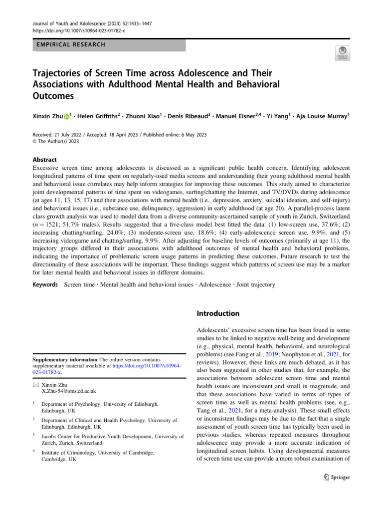 Exposur Escreen Time Discussion | PDF | Adolescence | Akaike ...