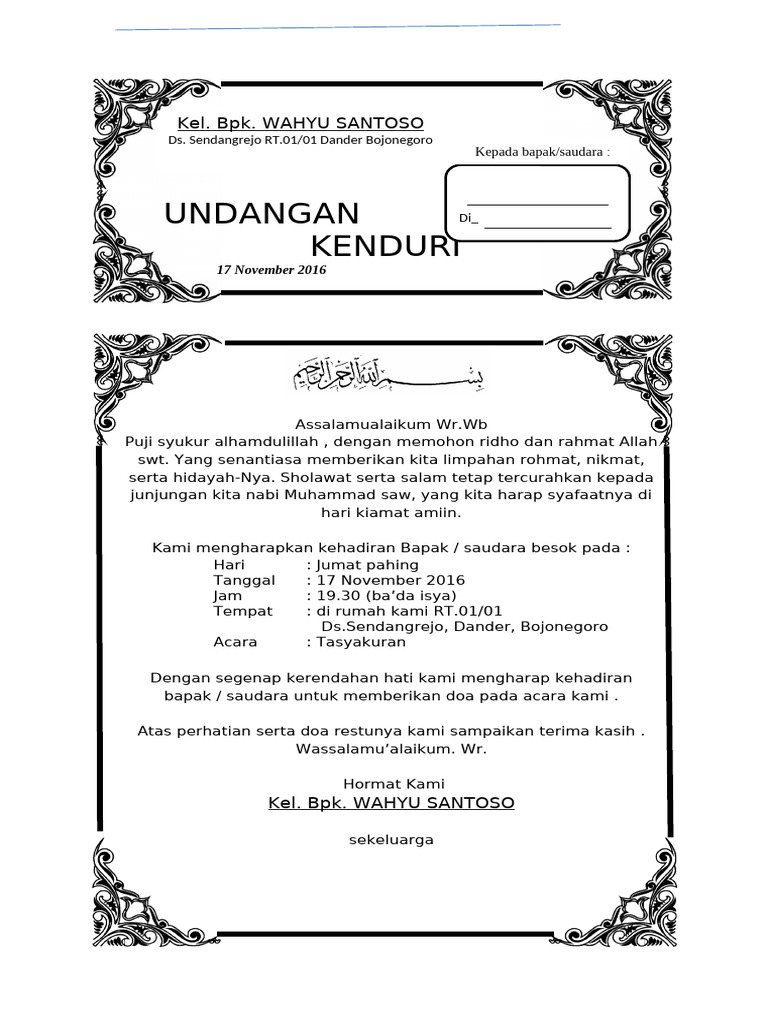 Undangan Kenduri | PDF