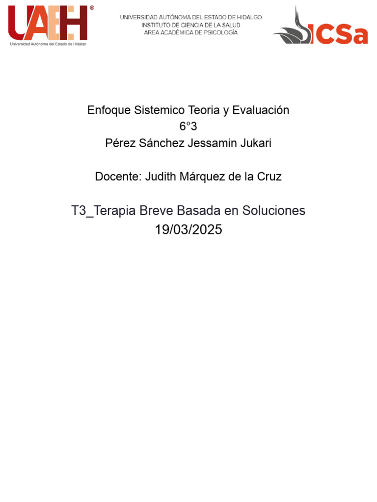 T3 - Terapia Breve Basada en Soluciones | PDF