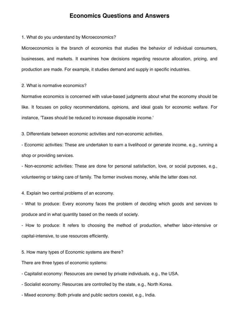 Full Economics Questions and Answers | PDF | Demand | Elasticity ...