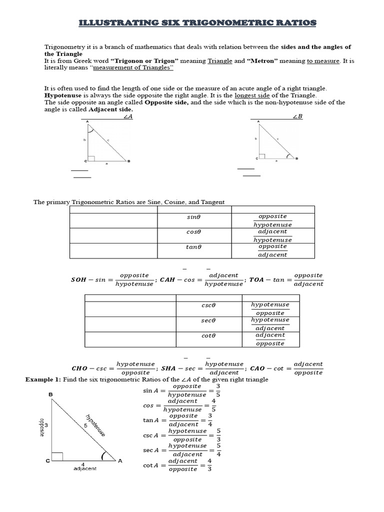 Six Trigonometric Ratios Explained | PDF | Trigonometric Functions ...