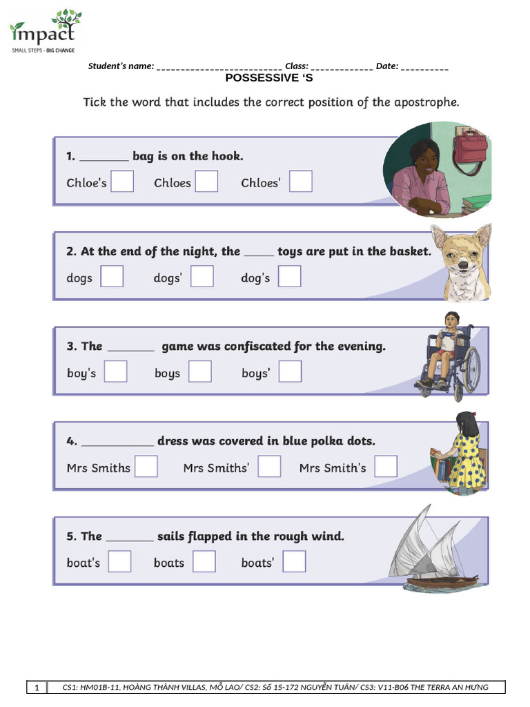 Practice Possessive 'S | PDF