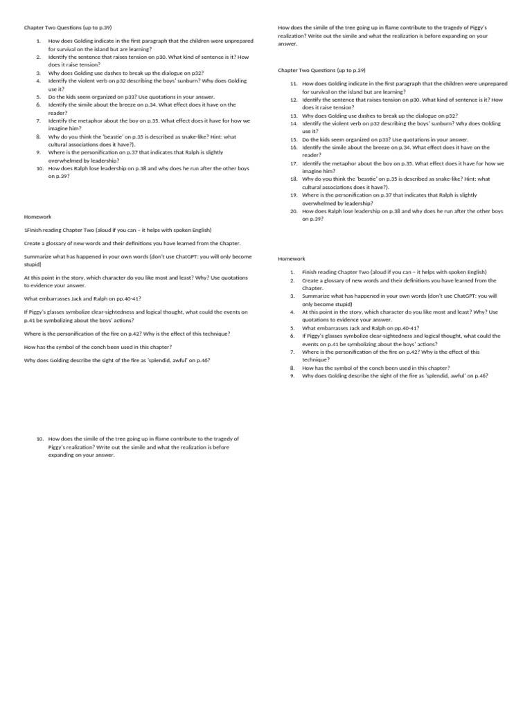 Chapter Two Questions - 1 | PDF