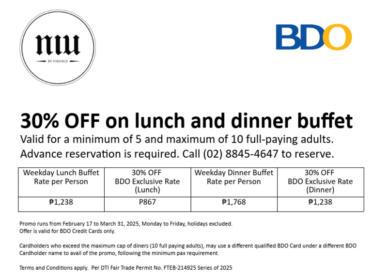 30% OFF On Lunch and Dinner Buffet | PDF