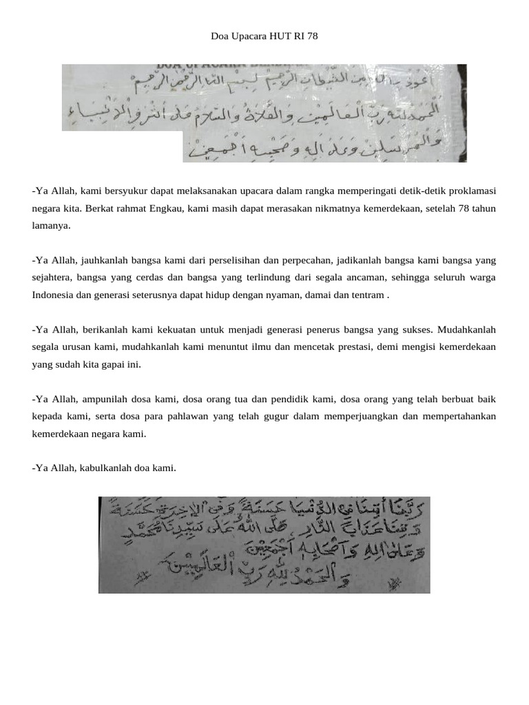 Doa HUT RI 78 | PDF