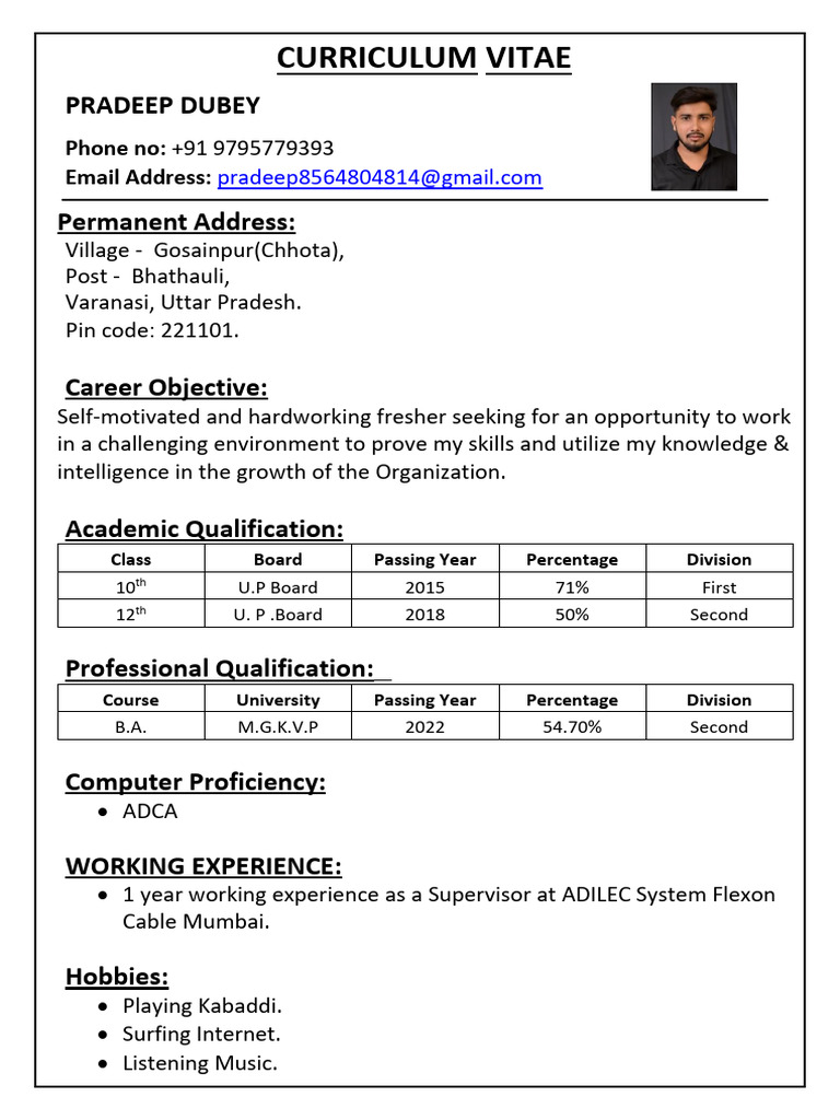 Pradeep Resume 1 | PDF