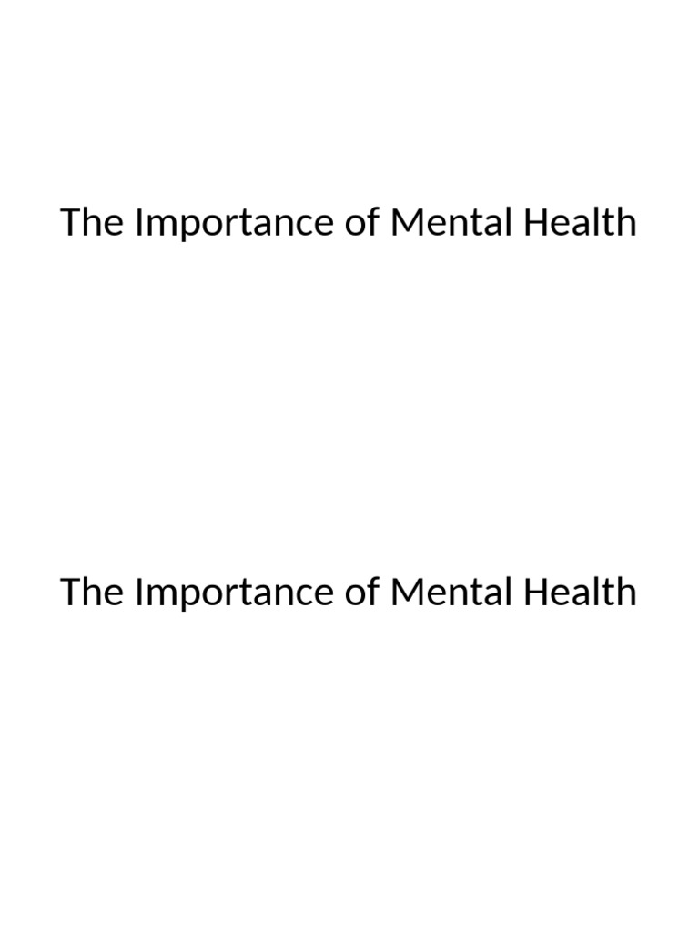 Mental Health Importance | PDF