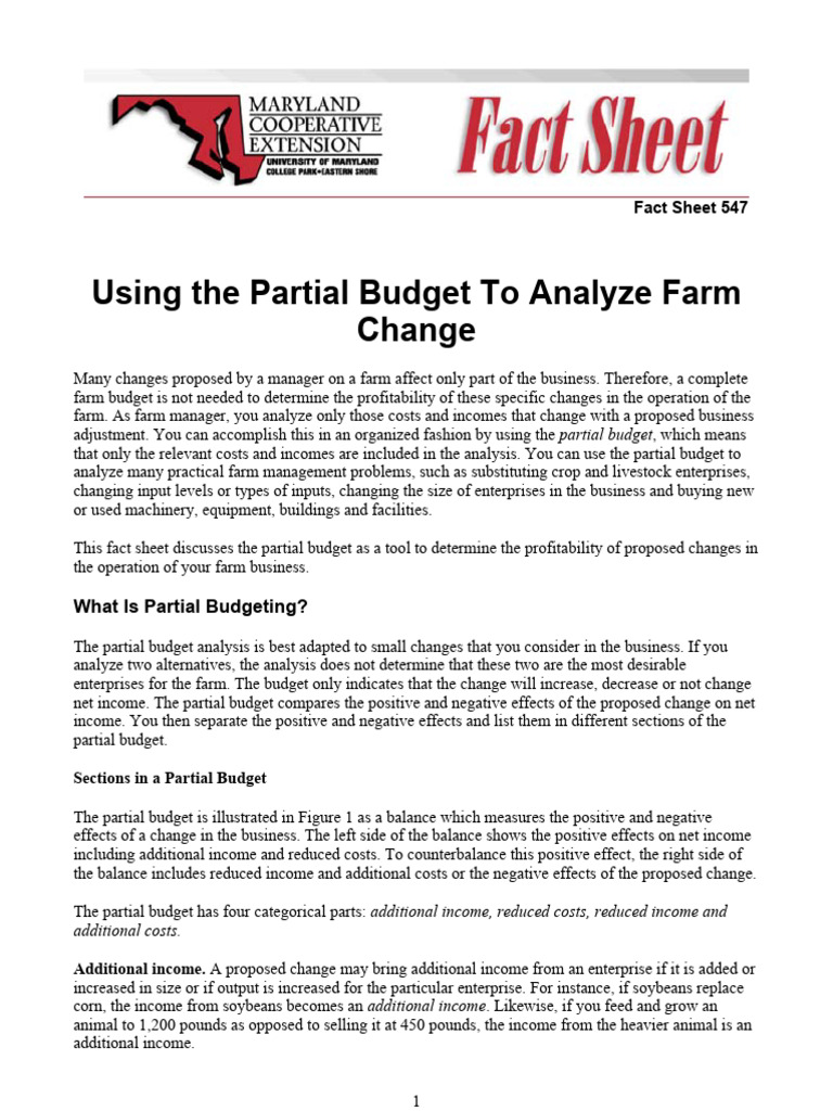 Using The Partial Budget - 0 | PDF | Depreciation | Income