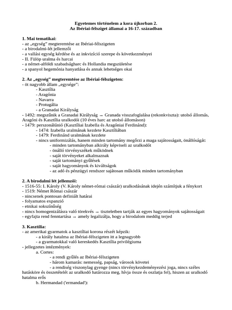 Egyetemes Történelem A Kora Újkorban 2 | PDF