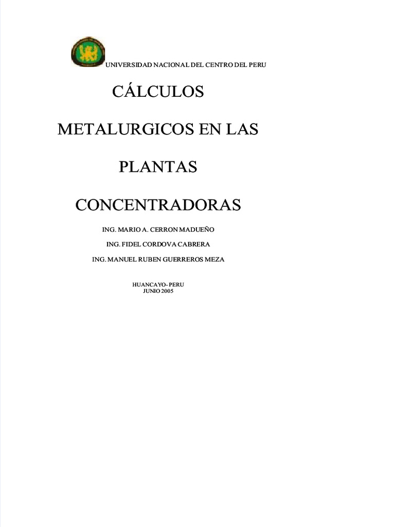 Libro Calculos Metalurgicos Libro | PDF | Engranaje | Mineral