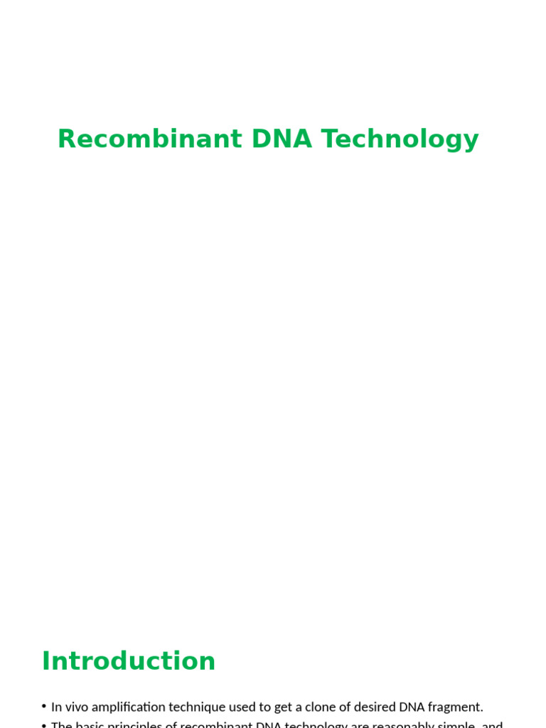 Recombinant DNA Technology | PDF | Plasmid | Molecular Cloning