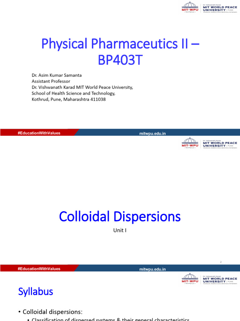 Colloidal Dispersions in Pharmaceutics | PDF | Colloid | Soft Matter