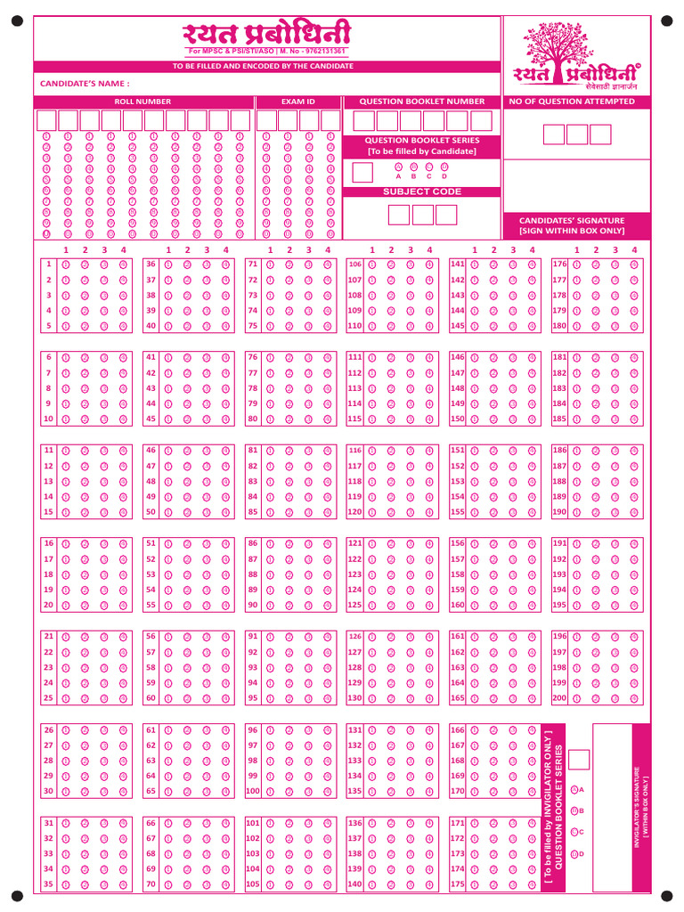 MPSC OMR Sheet Format and Details | PDF