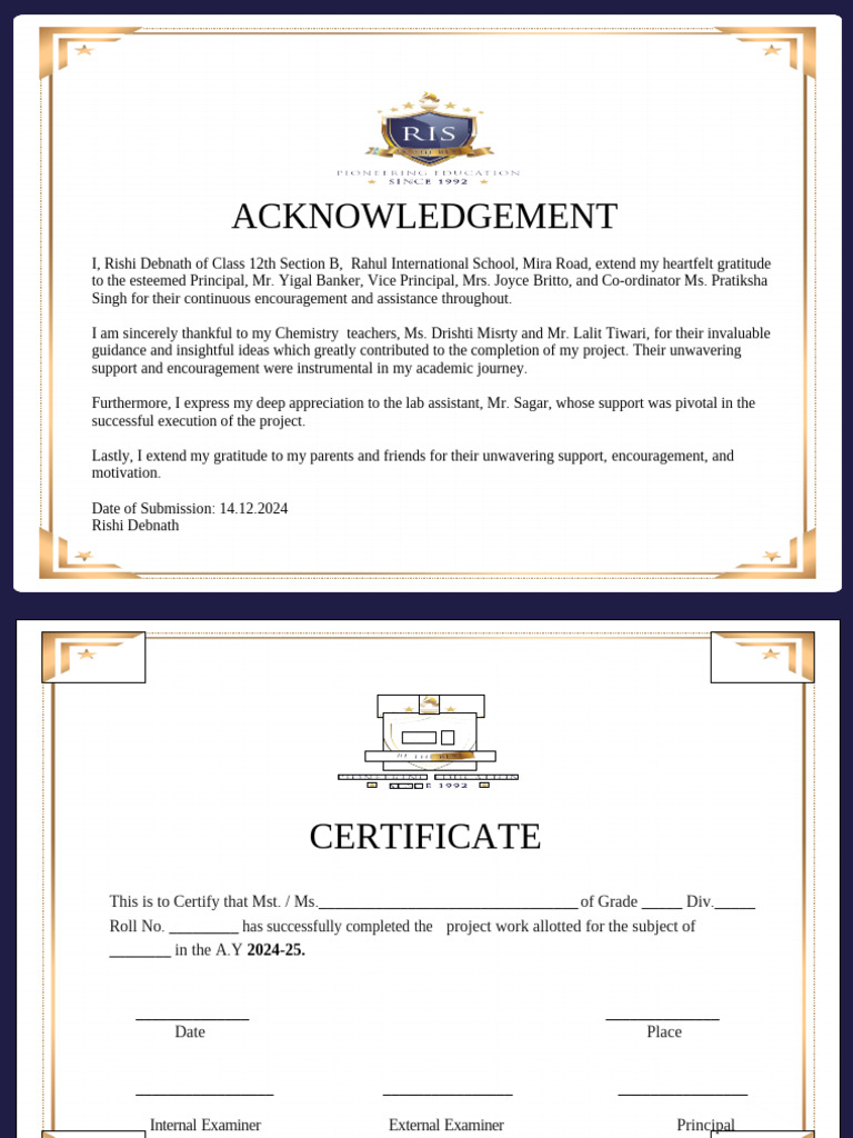 Certificate and Acknowledgement Page Landscape | PDF