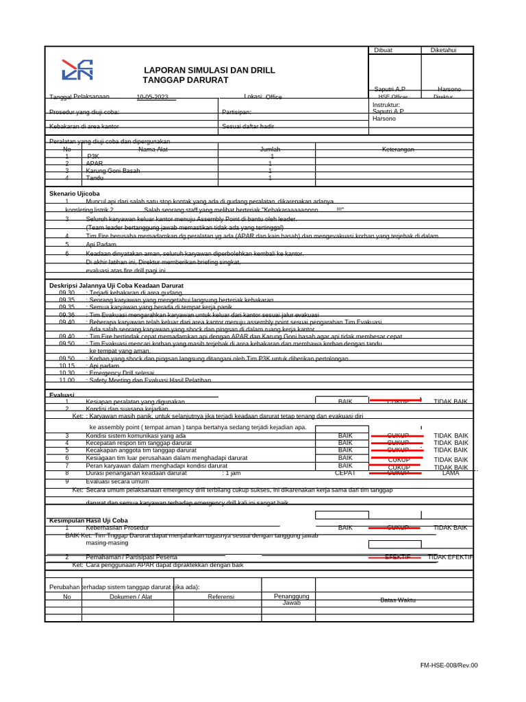 5 Laporan Drill Kebakaran 2023 | PDF