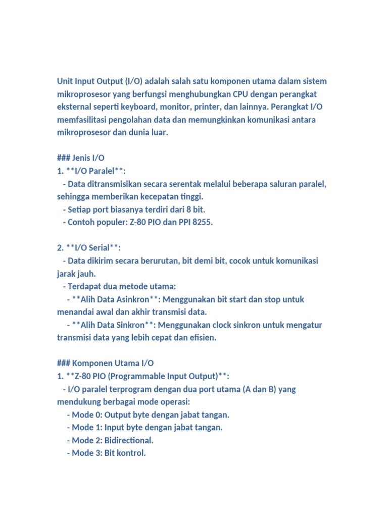 Rangkuman Unit IO Sistem Mikroprosesor 3halaman | PDF