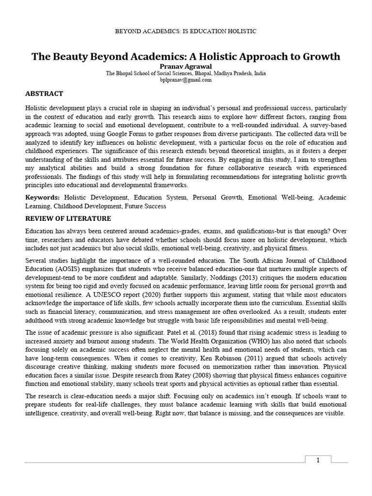 Holistic Education: Beyond Academics | PDF | Creativity | Behavioural Sciences