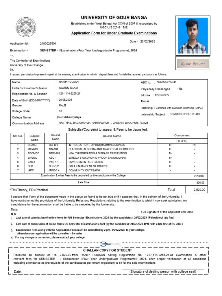 ENROLMENT_FORM_121-1114-2265-24_23-02-2025_10-56 | PDF | Justice ...