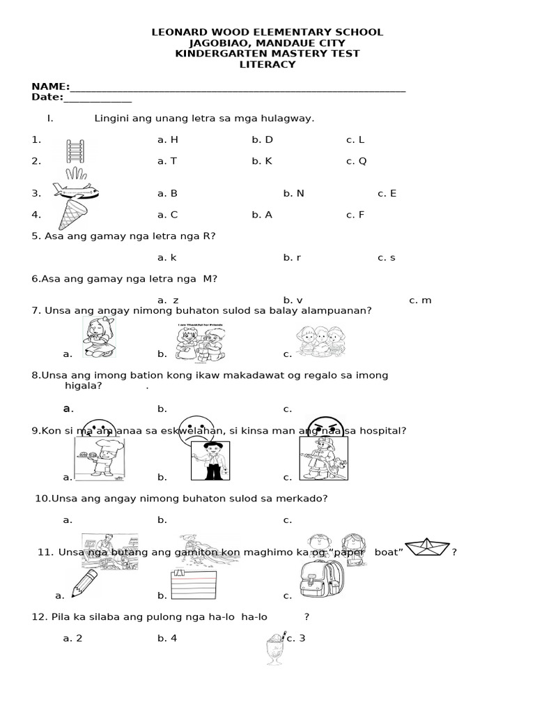 Mastery Test Literacy | PDF