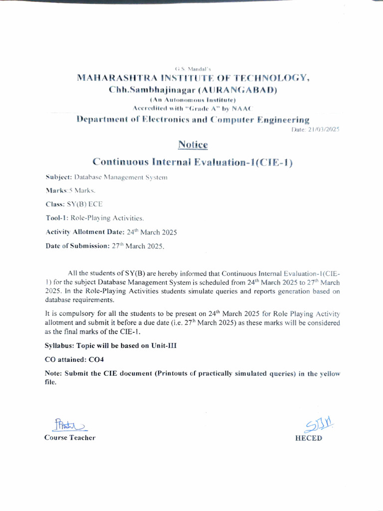 Notice Cie I Dbms | PDF