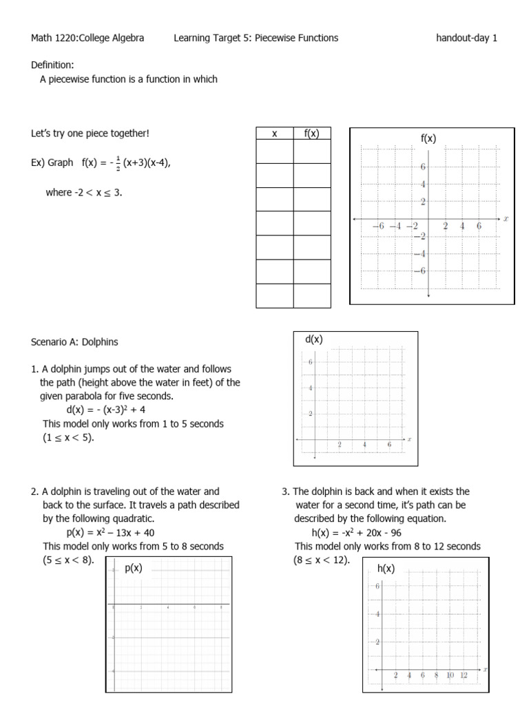 Understanding Piecewise Functions in Algebra | PDF | Mathematics ...
