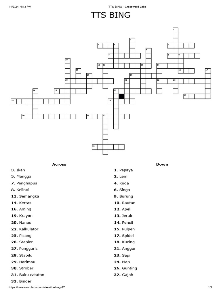 TTS BING - Crossword Labs | PDF
