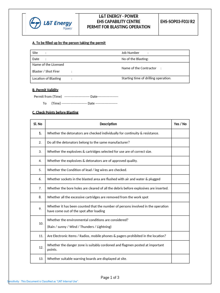 EHS-SOP03-F03J R2 Permit For Explosive Blasting Operations - English ...