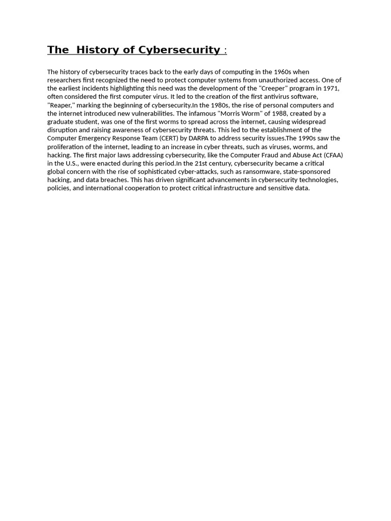 Evolution of Cybersecurity History | PDF