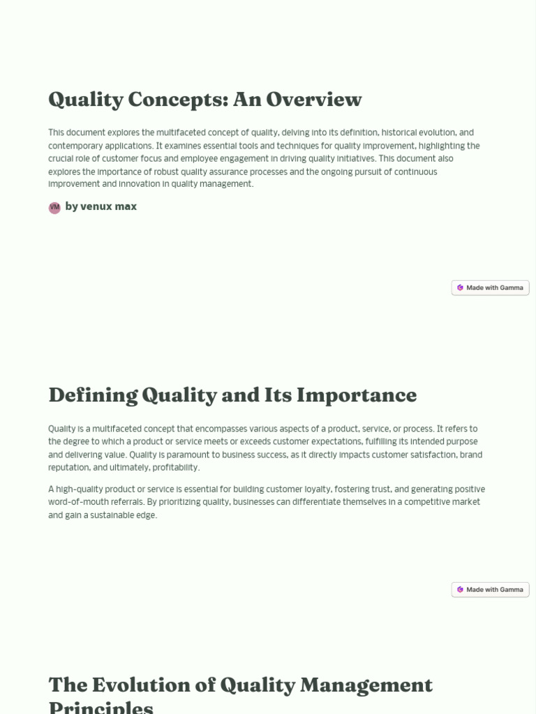 Quality Concepts An Overview | PDF | Quality Management | Quality Assurance