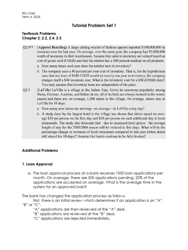 Tutorial_Problem_Set_1_2025 | PDF | Banks | Financial Economics