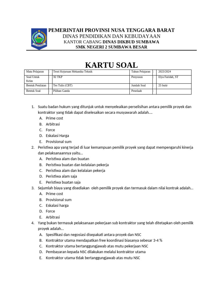Soal PTS MPK SEMESTER GENAP KLS X 2024 | PDF