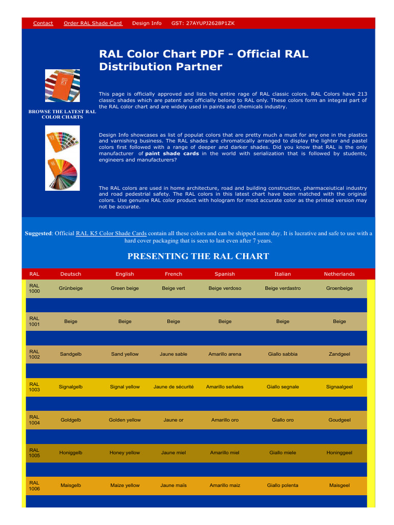 Ral Color Chart | PDF