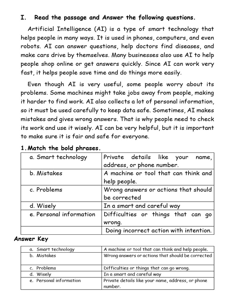 Read The Passage and Answer The Following Questions | PDF | Artificial ...