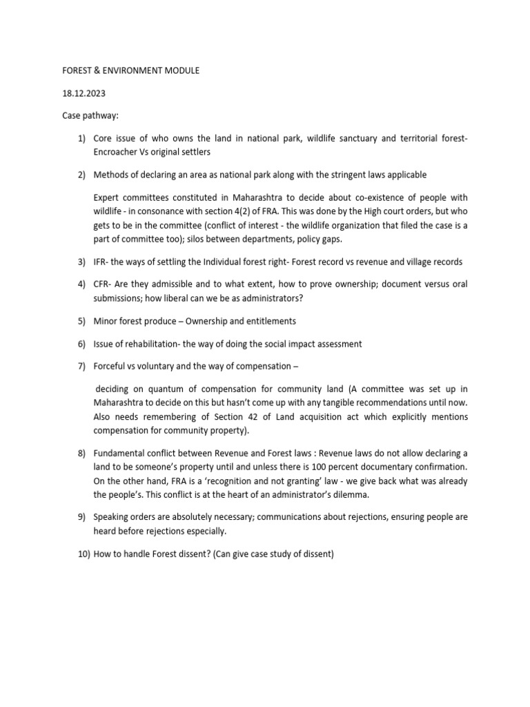 FOREST RIGHT ACT Caselets | PDF