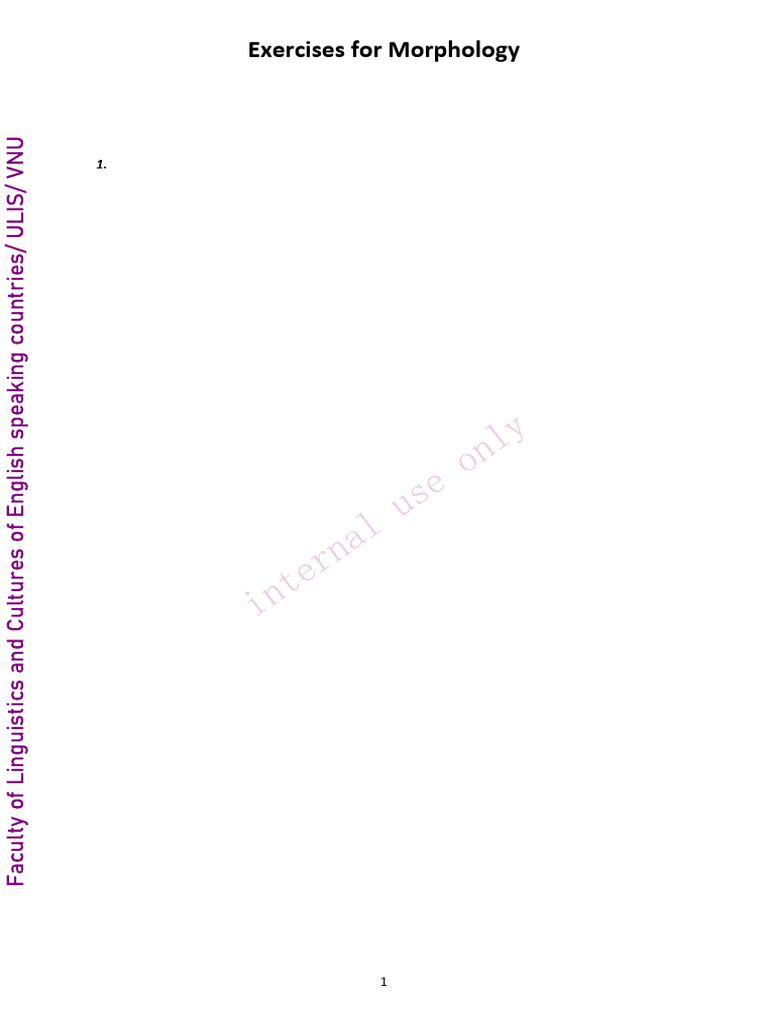 Exercises For Morphology | PDF | Morphology (Linguistics) | Linguistics