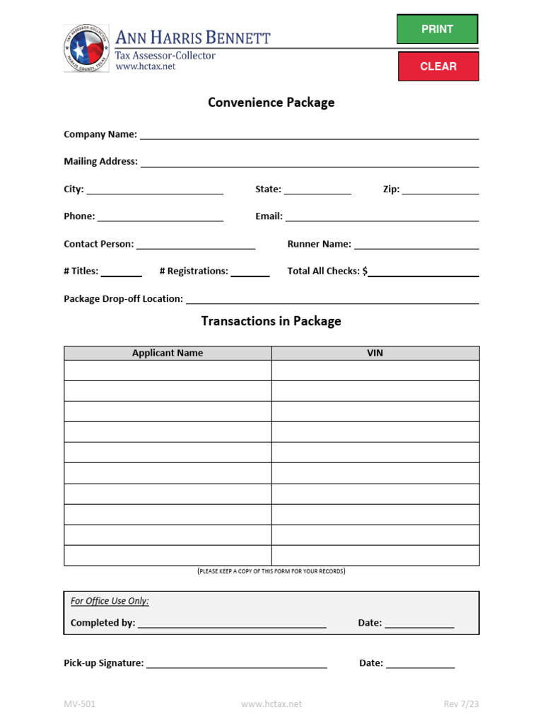 Convenience Package Submission Form | PDF