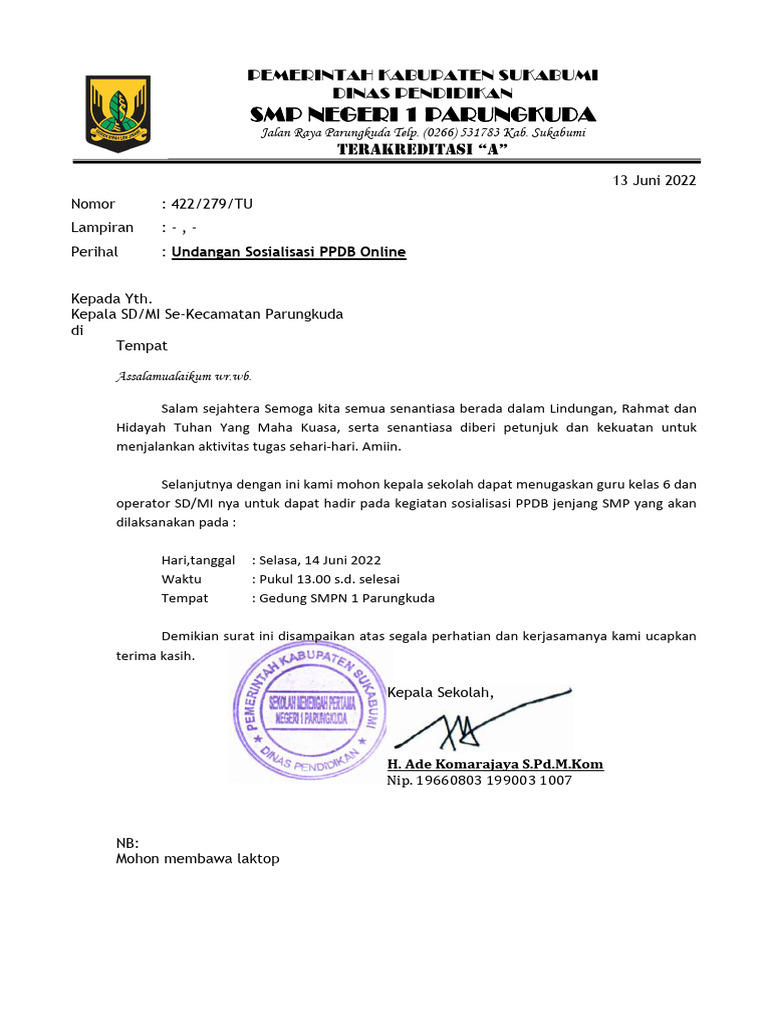 Undangan Sosialisasi PPDB 2022 | PDF