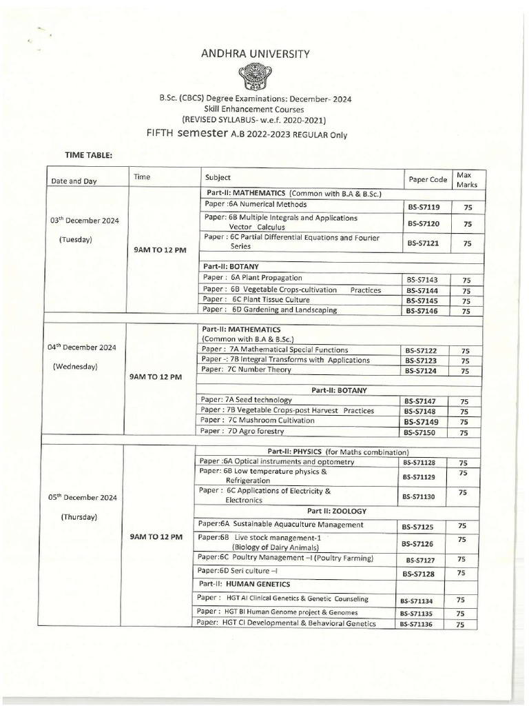 Sem5 Timetable | PDF