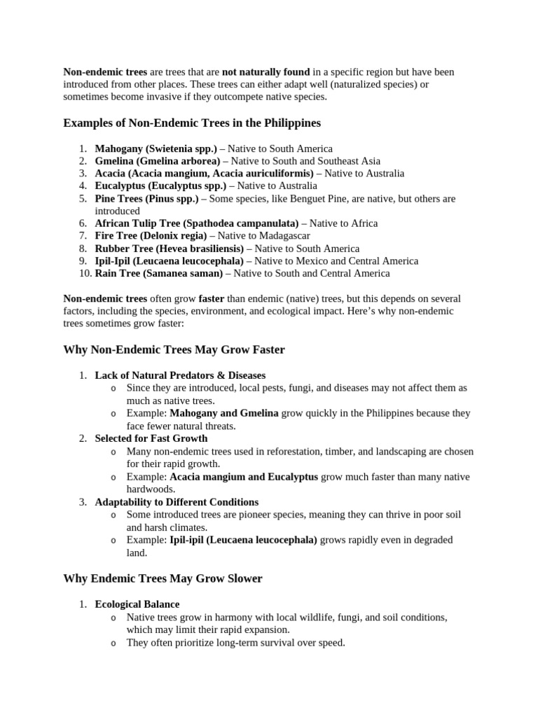 Non-Endemic Trees in the Philippines | PDF | Trees | Ecology