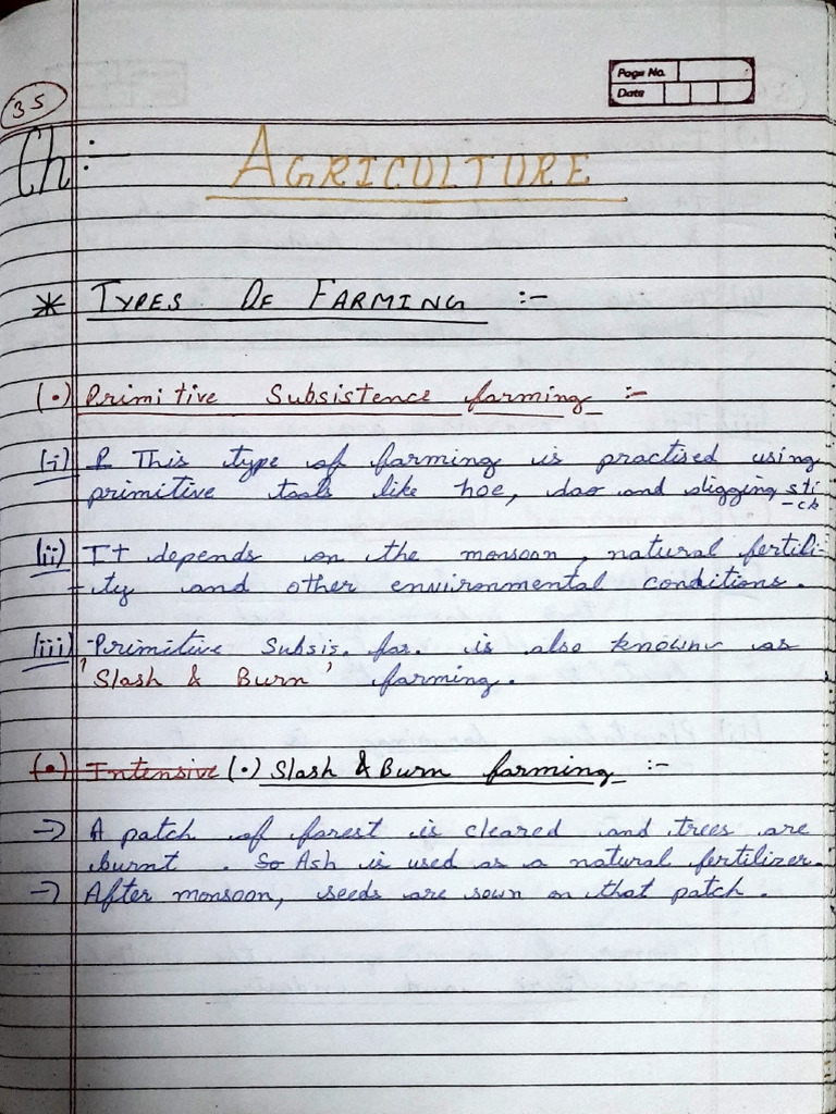 Handwritten Notes Class 10 Agriculture | PDF