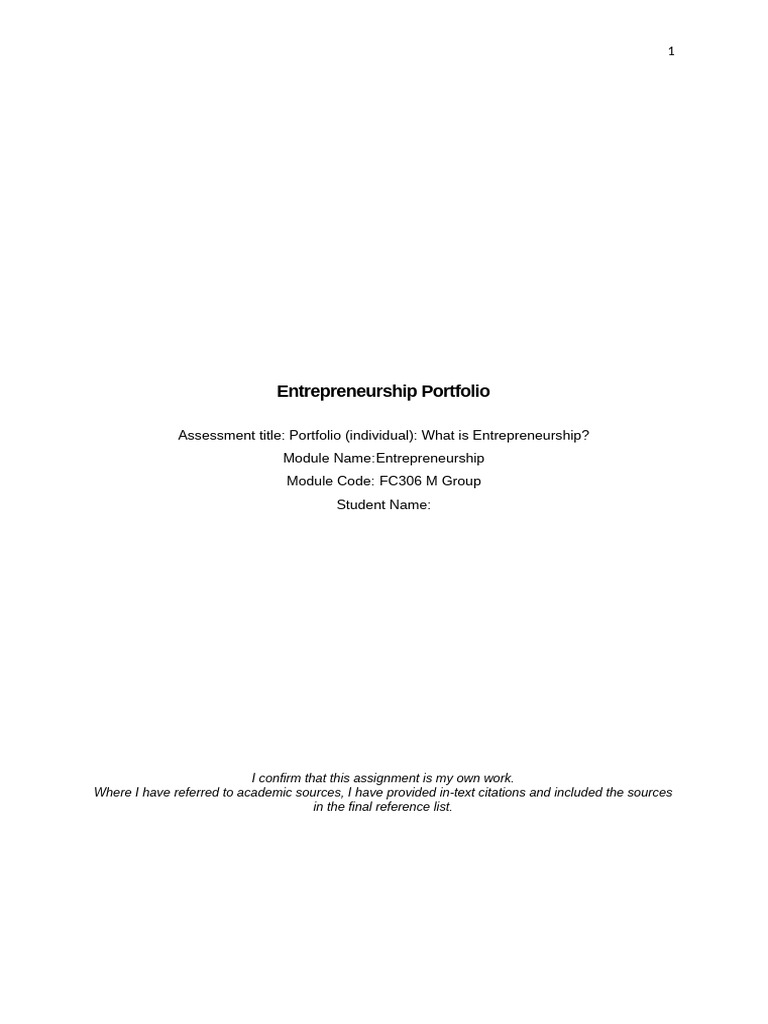 Entrepreneurship Portfolio | PDF | Entrepreneurship | Innovation