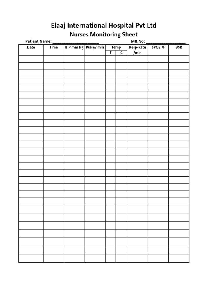Nursing Monitoring Sheet | PDF