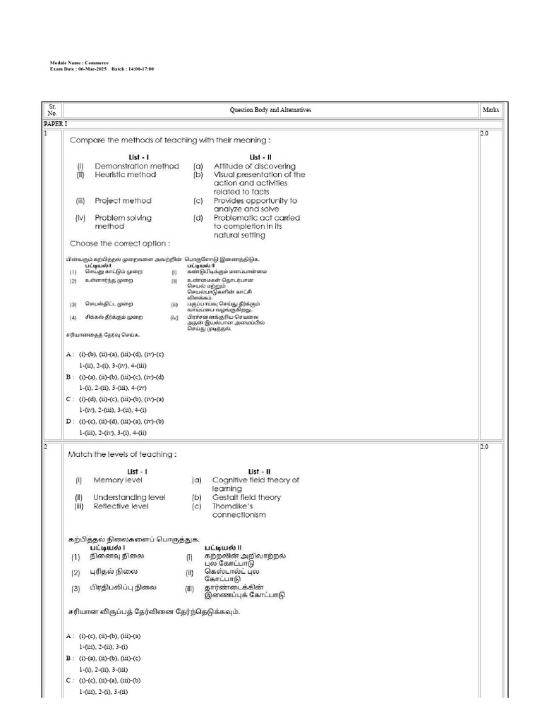 TNSET PAPER I 2025 | PDF