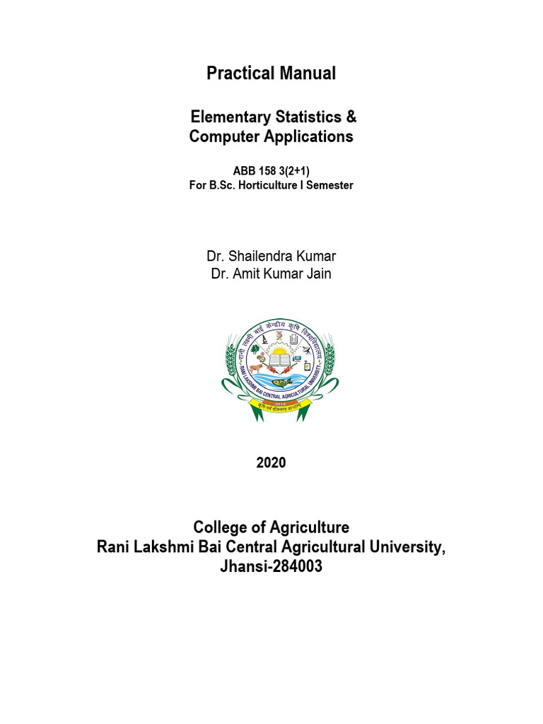 ABB 158 Elementary Statistics & Computer Application | PDF | Mode (Statistics) | Mean
