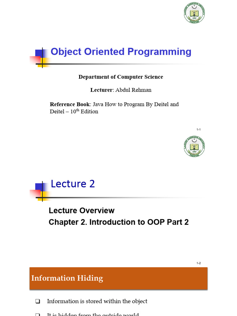 Lecture 2 Oop Introduction Part 2pptx Pdf Interface Computing