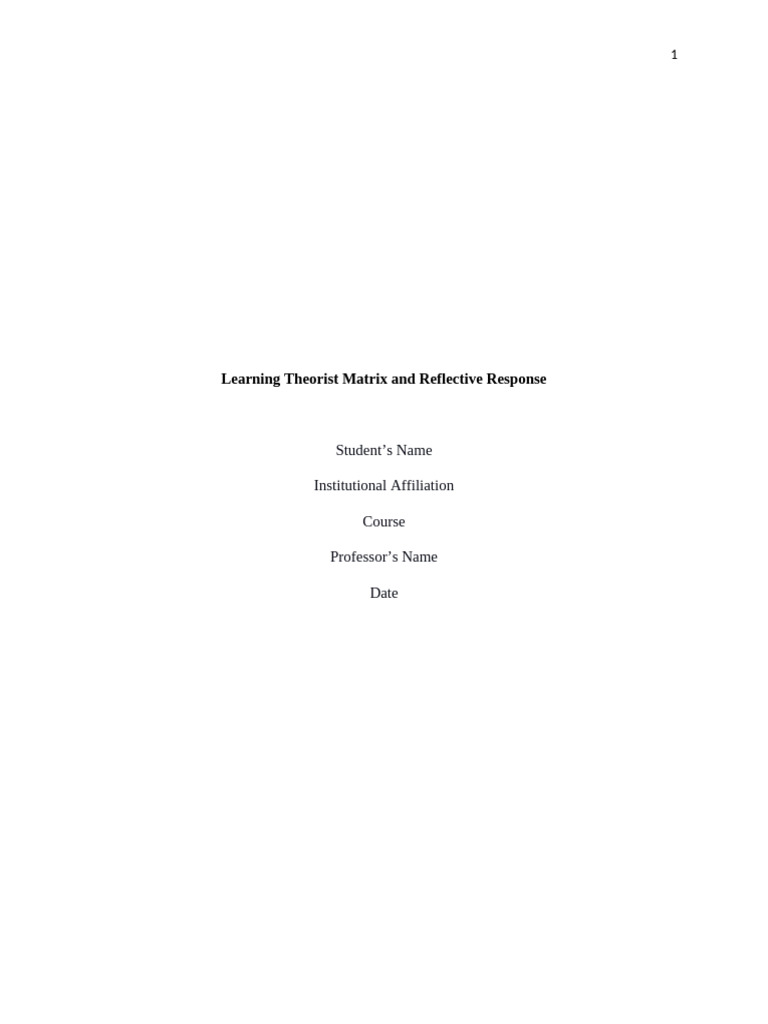Learning Theorist Matrix and Reflective Response | PDF | Learning ...