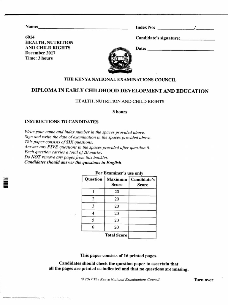 ECDE KNEC Papers 003 666 Teacher - Co .Ke | PDF